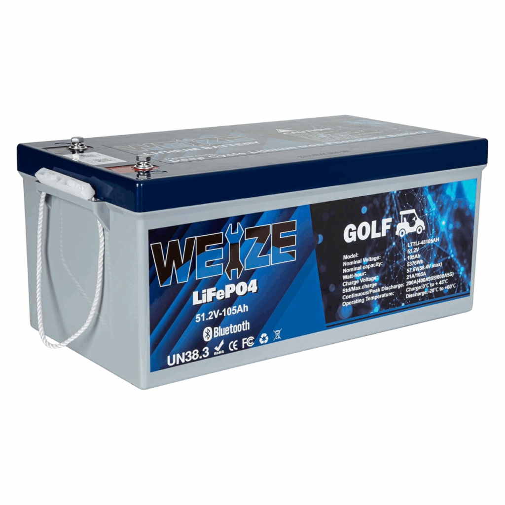 WEIZE 48V 105AH Bluetooth LiFePO4 Lithium Battery, Built-in 200A BMS ...