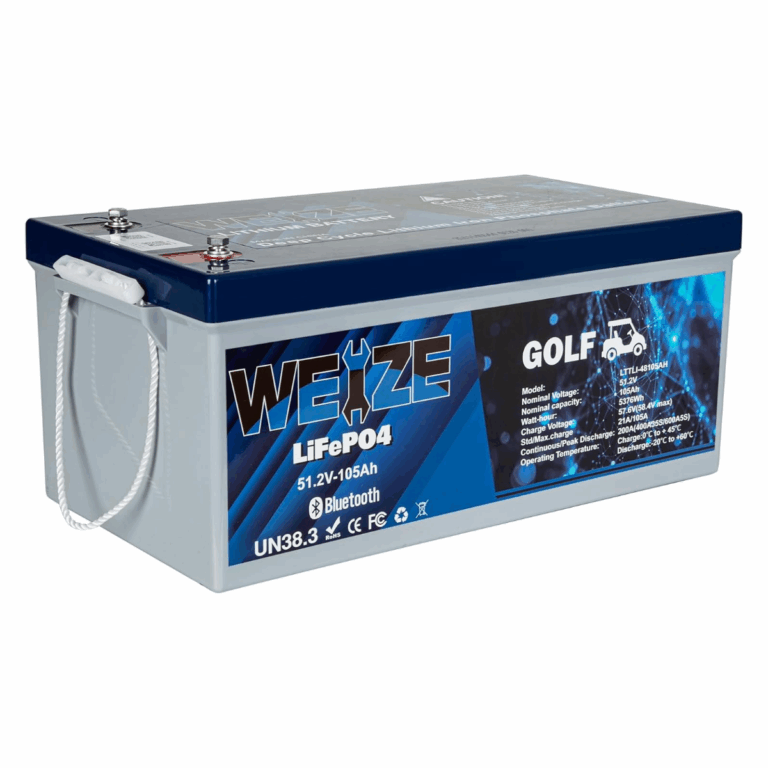 WEIZE 48V 105AH Bluetooth LiFePO4 Lithium Battery, Built-in 200A BMS ...